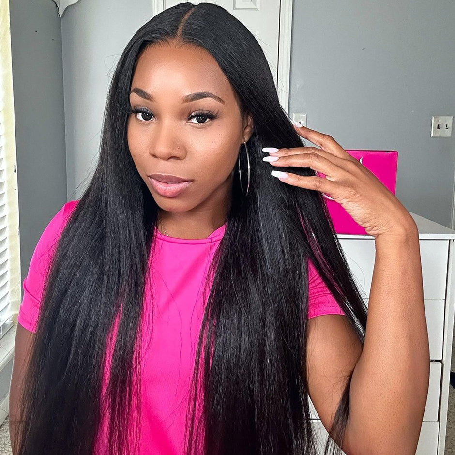 Forgirlforever 13x4 Lace Frontal Wig Preplucked Kinky Straight Yaki St